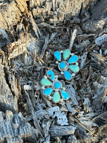 Half Cluster Mixed Turquoise Earrings