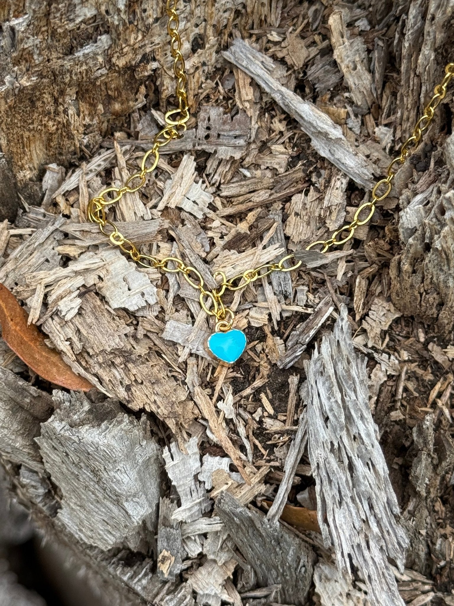 Turquoise Heart Gold Chain Necklace – Wild Junkie